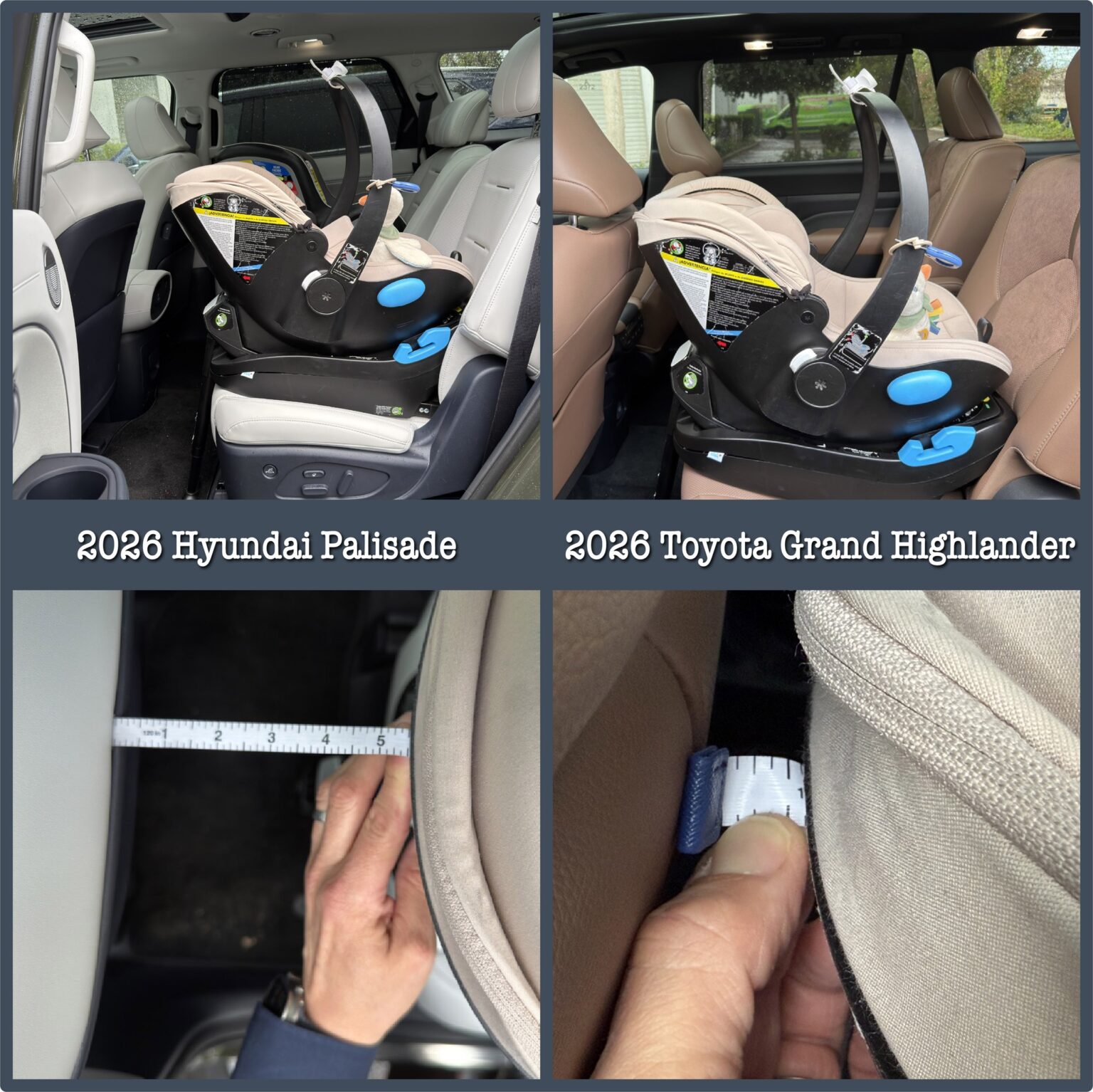 2026 Toyota Grand Highlander vs. 2026 Hyundai Palisade: Car Seat ...